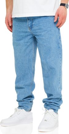 Behype. Herren Jeans Tapered-Fit Jeanshose 100% Baumwolle Denim Baggy Hose Used Look Mens DC_JN-243-Light Blue-W34