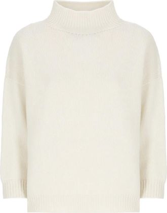 VANISÉ Pullover mit geripptem Saum - Weiß