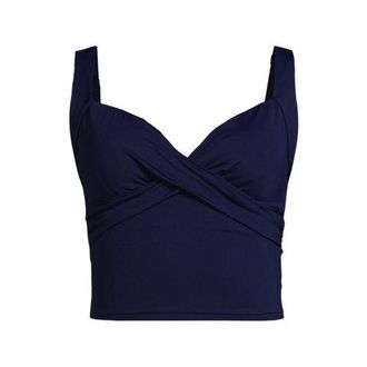 Lands End Kurzes Tankinitop mit V-Ausschnitt, Damen, Gr&ouml;&szlig;e:38 regular, Blau, Elasthan/Nylon-Mischung, by Lands End