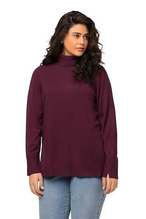 Ulla Popken Rollkragenpullover, breite Rippbündchen, Langarm Pull-Over, Baie foncée, 48-50 Femme