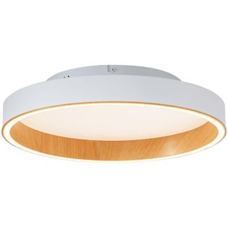 QAZQA Qazqa - Design-Deckenleuchte wei&szlig; mit Holz 40cm inkl. led 3-Stufen-Schalter - Ingo