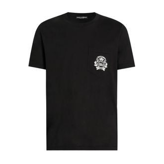 Dolce & Gabbana T-Shirt mit bestickter Tasche - - Tops - Herren - Schwarzk - 2XL