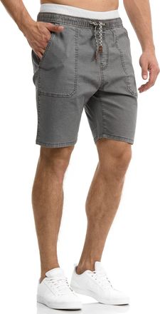 Indicode Herren Stoufville Chino Shorts mit 4 Taschen aus 98% Baumwolle | Bermuda Sommershorts für Männer Pewter, XL