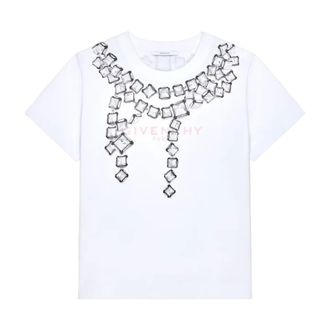 Givenchy T-Shirt aus Baumwolle mit Deconstructed Crystals Print - - Tops - Damen - Wei&szlig; - S