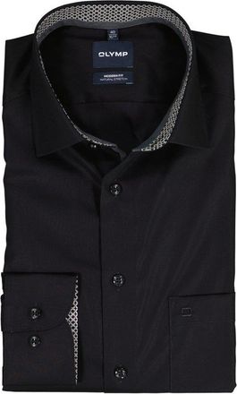 Olymp Herren Hemden schwarz Baumwoll-Stretch