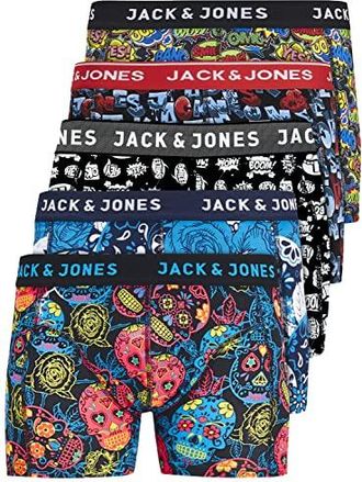 Jack & Jones 12213221 Lot de 5 boxers pour homme - Blanc noir bleu gris - 95 % coton - S M L XL XXL, Lot de 5 Mix 4, XXL