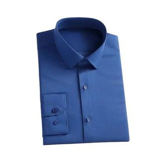 Generic Chemises fines et &eacute;lastiques &agrave; manches longues pour homme, coupe ajust&eacute;e, haut de bureau souple, 7668-28, 3XL