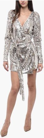Rotate Sequined Wrap Mini Dress size 38