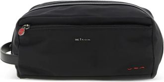 Kiton Kulturbeutel mit Logo-Schriftzug - Schwarz