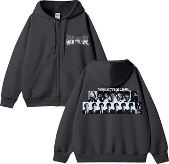 Generic Walk The LINE Baumwoll-Hoodie 2025 Grafik-Sup-Port Desire:Unleash Album Rei&szlig;verschluss-Sweatshirt(B Grey,M)