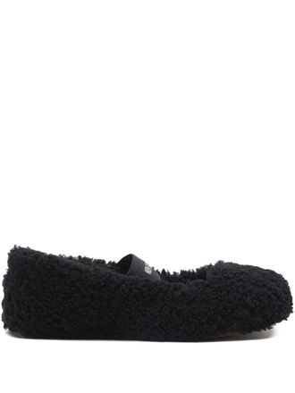 Moon Boot ballerines en peau lain&eacute;e &agrave; bride &agrave; logo - Noir