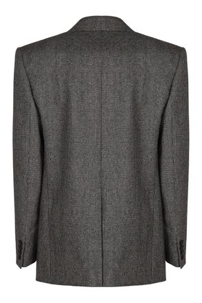 Saint Laurent Mens Flannel Jacket Prince Of Wales Wool Black-Chalk Suit & Dinner Black/chalk