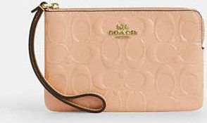 Coach Tasche Aus Signature-Leder Mit Handgelenkschlaufe, Rundumrei&szlig;verschluss Und Anh&auml;nger