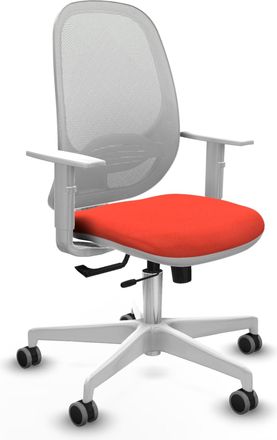 Piqueras y Crespo B&uuml;rostuhl mit wei&szlig;en Armlehnen, h&ouml;henverstellbare Lendenwirbelst&uuml;tze, ausgestattet mit Syncro/Traslack und Schneideschaum, Wei&szlig;/Dunkelorange