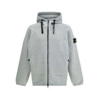 Stone Island Homme, Sweatshirts et sweats &agrave; capuche, Gris, Taille: M SweaT-shirt en polyester avec poignets et ourlet c&ocirc;tel&eacute;s