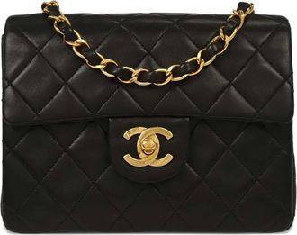 Chanel 1995 mini Classic Square Flap Schultertasche - Schwarz