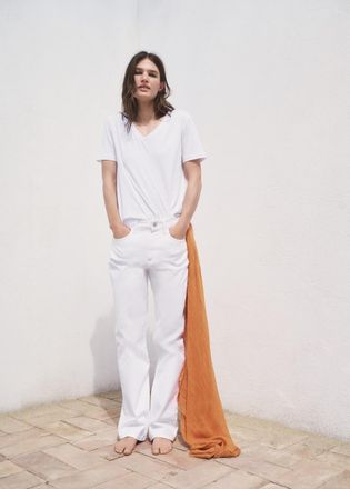 Mango Baumwoll-T-Shirt, V-Ausschnitt weiß - Damen - XXS - MANGO