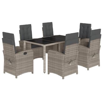 vidaXL Set Da Pranzo Da Giardino 7 Pz Con Cuscini In Polyrattan Grigio - Vidaxl