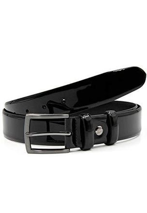 Red Bridge Ceinture Fine et élégante en Cuir breveté pour Hommes Noir