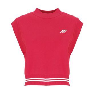 Autry Rotes &auml;rmelloses Top mit Kontrastlogo - - Tops - Damen - Rot - S