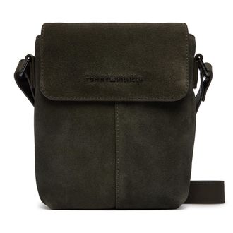 Tommy Hilfiger Umh&auml;ngetasche Tommy Hilfiger Metal Logo Suede Crossbody Bag AM0AM14262 Gr&uuml;n