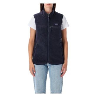 Patagonia Femme, Vestes, Bleu, Taille: 40 FR Gilet en polaire avec fermeture à glissière en peau lainée