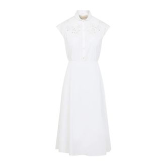 Valentino Baumwoll-Midikleid mit Stickerei - - Dresses - Damen - Wei&szlig; - S