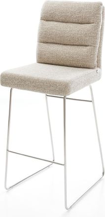 DELIFE Barstuhl Pela-Flex Webstoff Soft Beige Kufengestell Edelstahl Silberfarben, Barst&uuml;hle