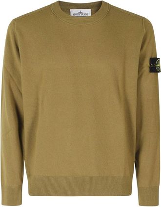 Stone Island Pull Col Rond Coupe Ample avec Bords-c&ocirc;tes - Homme - Pulls - Vert - Taille: XL