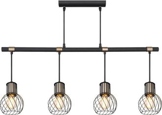 ETC Shop Etc-shop - vintage Pendel Decken Leuchte Balken Ess Zimmer Gitter Hänge Lampe schwarz-gold