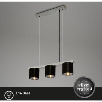 Briloner Leuchten luri - Pendelleuchten - 4736034 - Höhenverstellbar - Silver-Crafted - Holz - E14 Fassung max. 25 Watt - 3-flammig - 65 x 15 x 136 cm