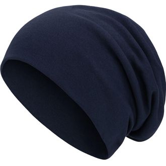 style3 Warme Herbst Winter Slouch Beanie XXL aus atmungsaktivem, feinem und leichten Jersey Unisex M&uuml;tze Winterm&uuml;tze One Size, Farbe:Marineblau