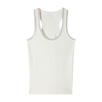 Patrizia Pepe Femme, Tops, Beige, Taille: 42 FR D&eacute;bardeur avec Strass