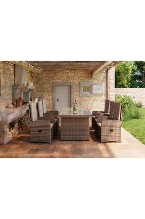 ambia GARDEN Gartentischgruppe, Braun, Metall, Kunststoff, Glas, Textil, S&auml;ule, Gartenm&ouml;bel, Gartenm&ouml;bel-Sets