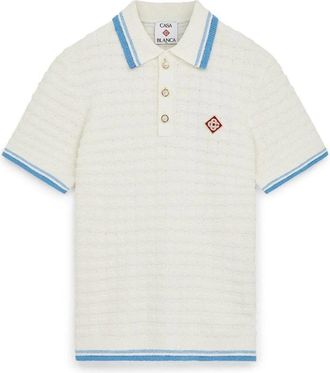 Casablanca Homme, Tops, Blanc, Taille: 2XL Polo en maille textur&eacute;e