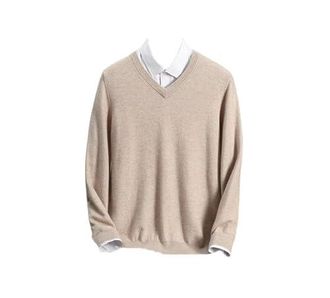 Generic Pull tricoté en cachemire pour homme - Style décontracté - Col en V - Épais et chaud, 610., L