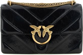 Pinko Schultertasche aus schwarzem Kalbsleder