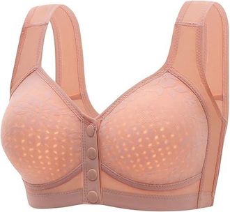 Generic Haut avec fermeture &agrave; bouton-pression en dentelle pour femme - Couverture compl&egrave;te - Soutien-gorge confortable sans armatures - L&eacute;g&egrave;rement doubl&eacute; - Sa