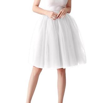 Generic Jupe en tulle pour femme - L&eacute;g&egrave;rement opaque - Avec taille haute &eacute;lastique - &Eacute;l&eacute;gante - Couleur unie - Jupe midi rockabilly - Jupe midi - Pour carnava