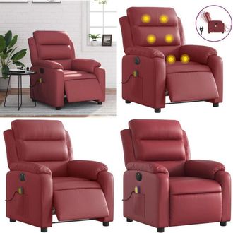 vidaXL Massagesessel Elektrisch Weinrot Kunstleder - Vidaxl