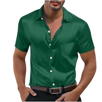 Generic Chemise &agrave; manches courtes pour homme - Chemise d&eacute;t&eacute; unie classique confortable et l&eacute;g&egrave;re - Col rabattu - Anti-plis - Respirante - D&eacute;contract&eacute;e - Bouto