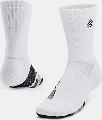 Under Armour Curry ArmourDry Playmaker Halbhohe Unisex-Socken Weiß / Schwarz / Schwarz XL
