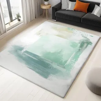 Generic Moderne Tapis de Salon Lavable 120 x 170 cm, Faible Poil Antid&eacute;rapant Adapt&eacute; &agrave; laspirateur avec Motif Abstrait Aquarelle Carr&eacute; Tapis Chambre pour Comm