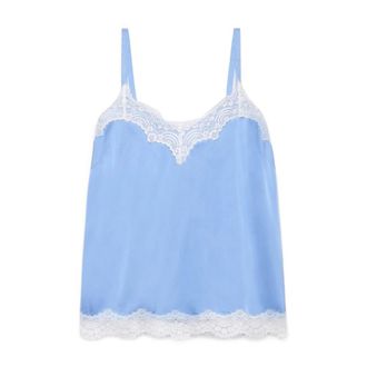Fiorella Rubino Satin-Top mit Spitzendetails - - Tops - Damen - Blau - 4XL