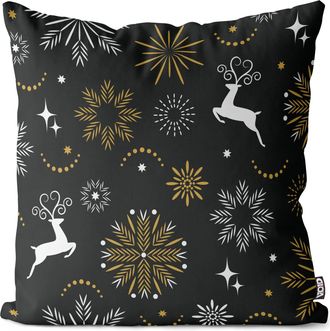 Void Watches Winter Deko Rentier Stern Kissenbezug Kissenhülle Sofakissen Kissen Deko Weihnachten Winter Weihnachtsdeko, Kissen Größe:40 x 40 cm
