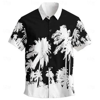 Keephen Palmier Impression 3D Boutonn&eacute;e Chemise pour Femmes Hommes Nouveaut&eacute; Hawaiian Chemises Manches Courtes Plage Aloha Chemise