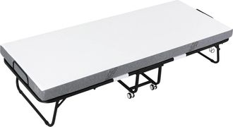 HOMCOM Klappbett 80x200 cm Erwachsene G&auml;stebett Klappbar mit 10 cm Dicker Schaumstoff Feldbett mit Stahlrahmen Reisebett mit Rollen bis 150 kg belastbar