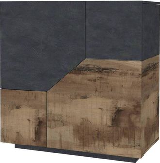 Dmora Kommode Nathan, 2-türiges Küchen-Sideboard, Wohnzimmer-Buffet, 100 % Made in Italy, 100 x 43 x 106 cm, Schiefer und Ahorn