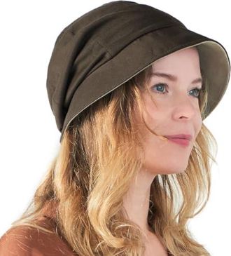 Charm by Casualbox Chapeau De Soleil 100% Coton Bio Mode Japonais, Casquette &Eacute;t&eacute; Femme Style Bob, Bonnet Chimio Femme R&eacute;versible Et Pliable Marron & Beige Gris