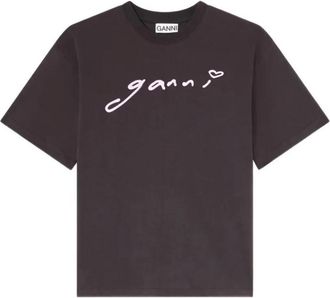 Ganni Femme, Tops, Gris, Taille: 36 FR Heavy Cotton Jersey Relaxed T-Shirt